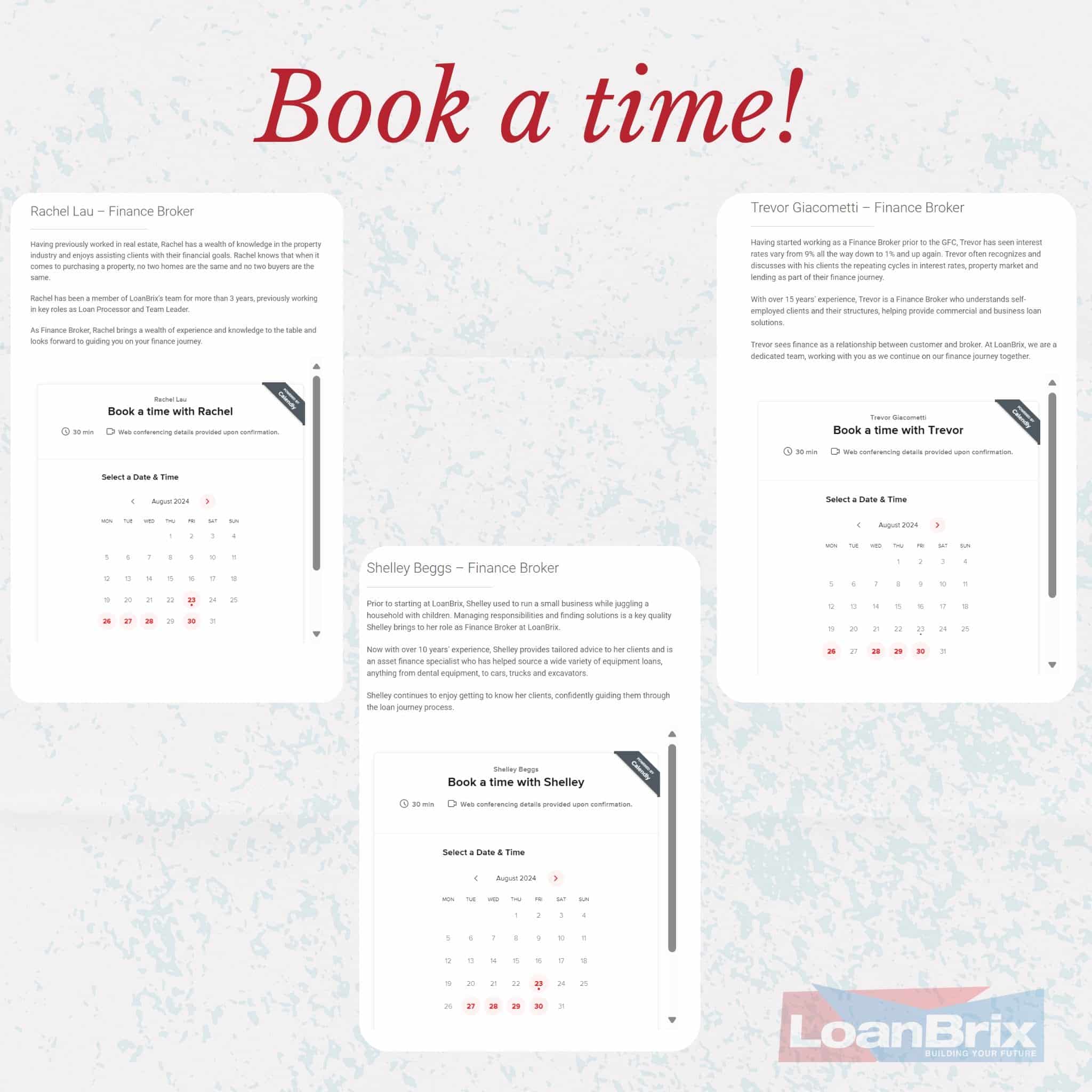 Book a time now! - New Features @ LoanBrix. - LoanBrix